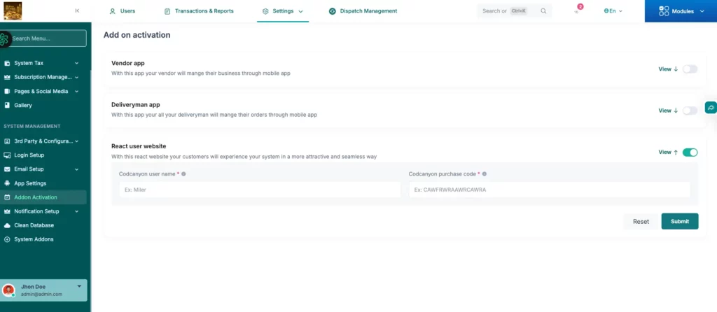 6amMart React Website Admin Panel Mandatory Setup - 6amMart